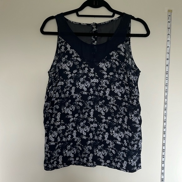 NAF NAF | Tops | Nafnaf Navy Dark Blue White Flower Print Tank With ...